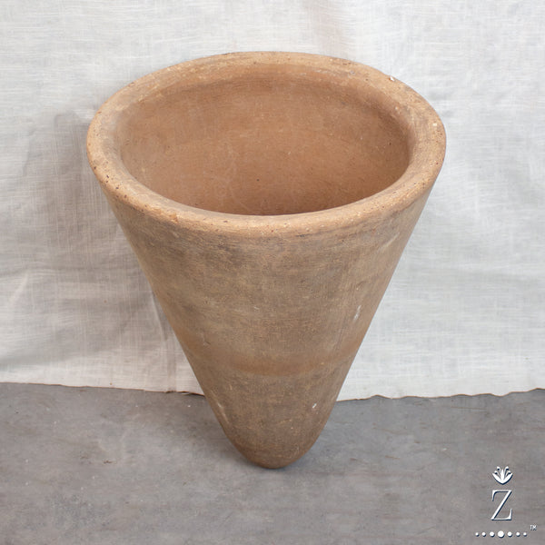 Vintage Cone Planter, with Iron Stand. Plantable pot, Handmade. - Zenwaro