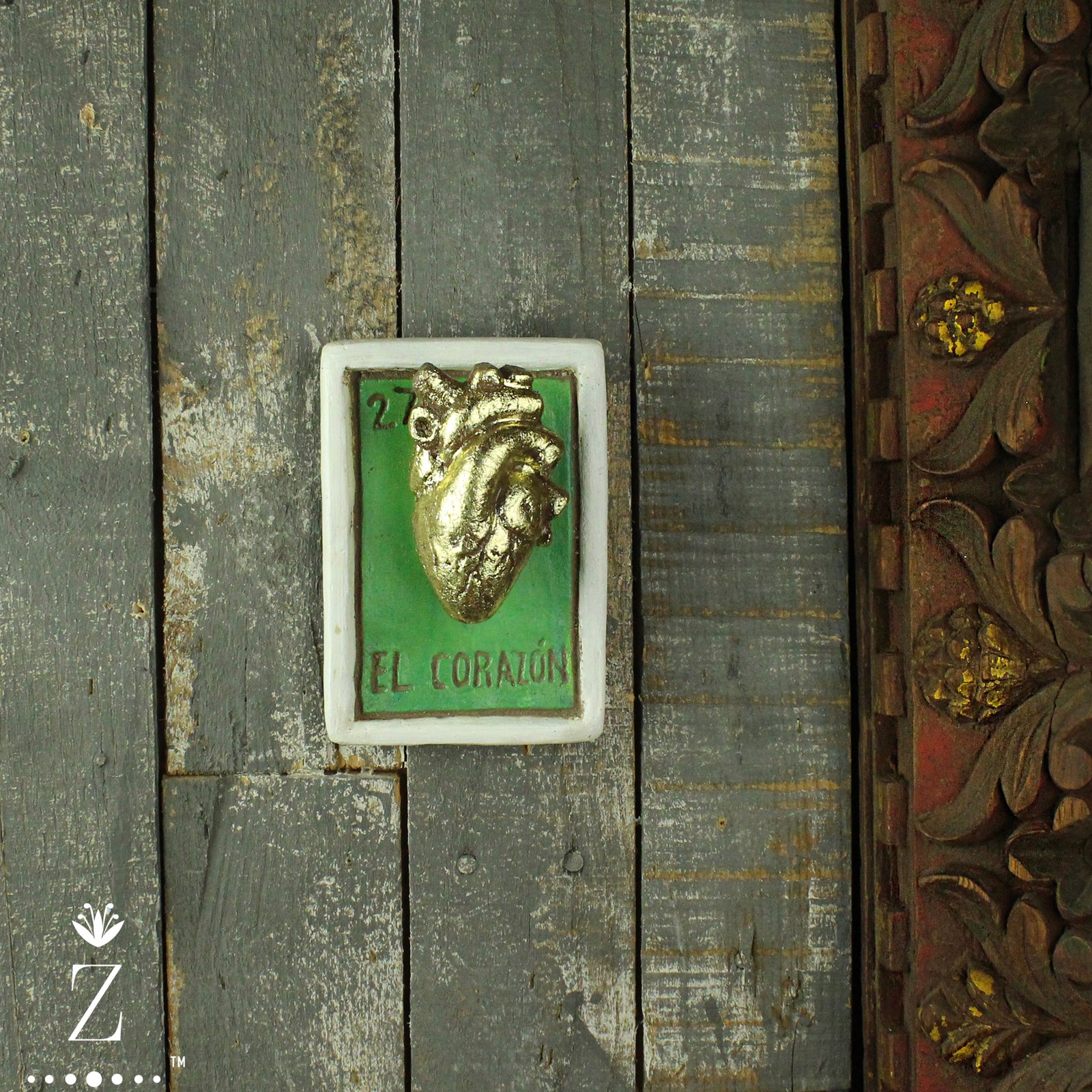 Loteria Card Wall Art, El Corazon #27 Special Edition - Zenwaro