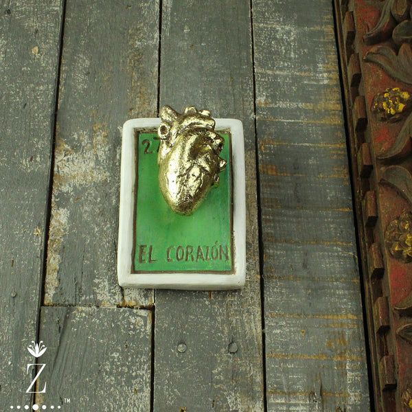 Loteria Card Wall Art, El Corazon #27 Special Edition - Zenwaro
