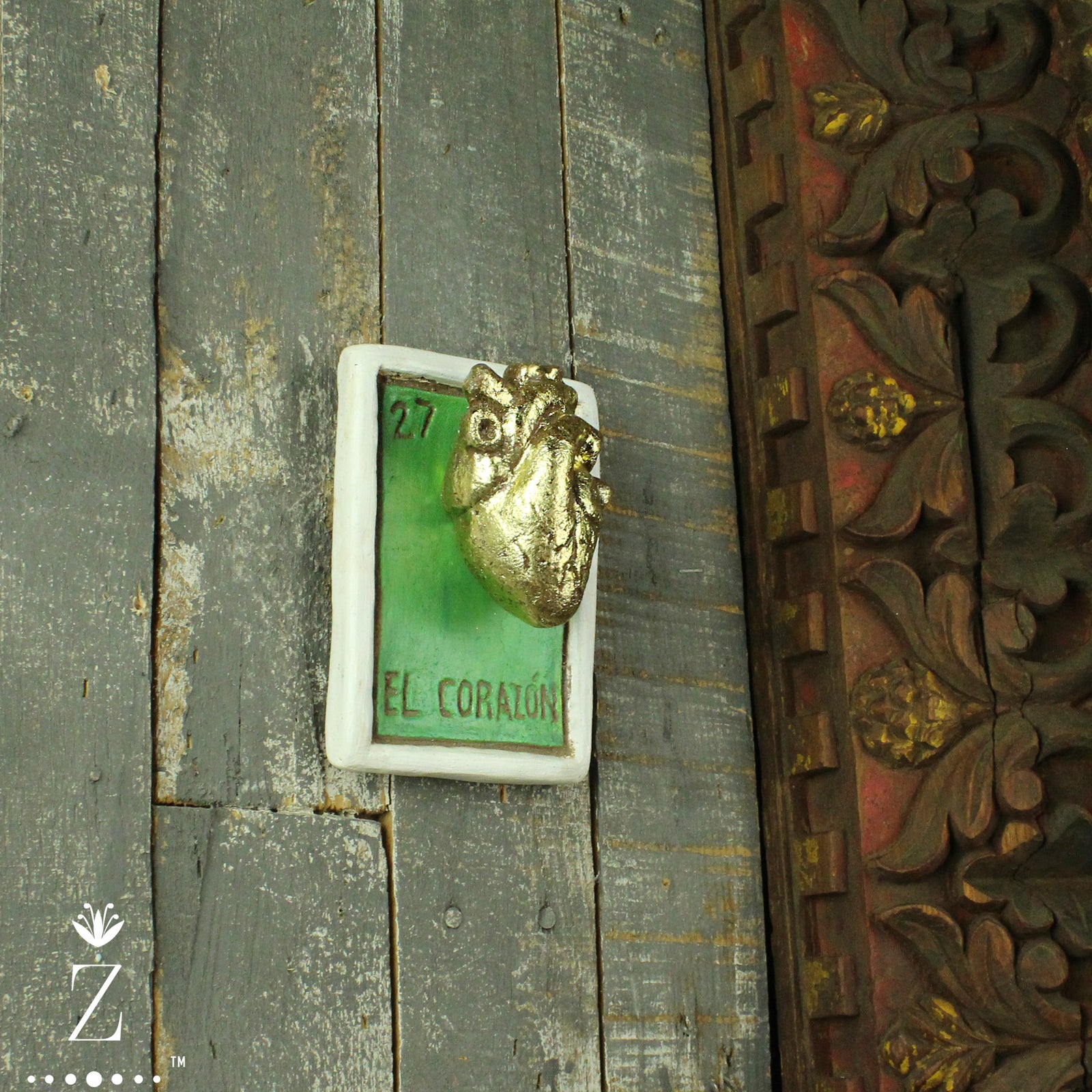 Loteria Card Wall Art, El Corazon #27 Special Edition - Zenwaro