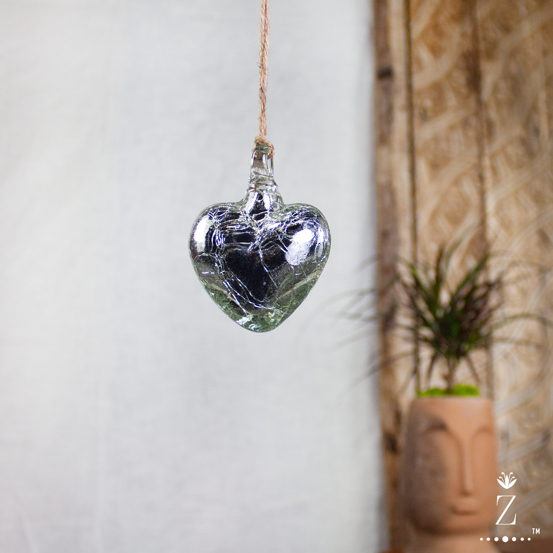 Vestige Heart, Mercury Glass. Small glass heart ornament. – Zenwaro